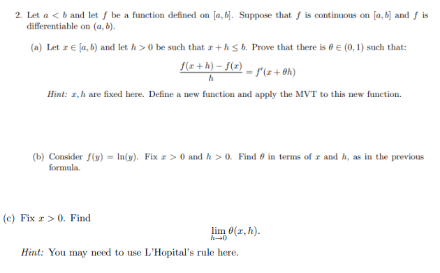 Solved 2. Let a 0 be such that x+h≤b. Prove that | Chegg.com