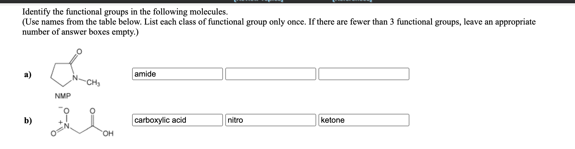 Solved Identify the functional groups in the following | Chegg.com