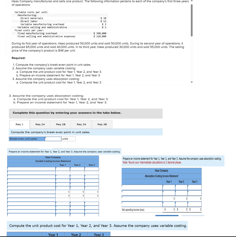 Solved Variable costs per unit:Manufacturing:Direct | Chegg.com