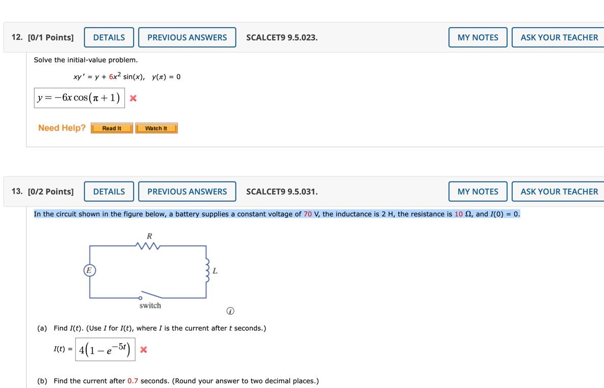 Solved 12. [0/1 Points] DETAILS PREVIOUS ANSWERS SCALCET9 | Chegg.com