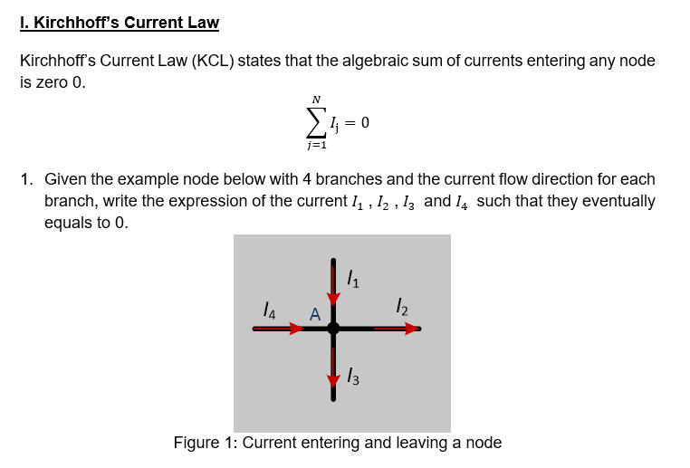 Solved I. Kirchhoff's Current Law Kirchhoff's Current Law | Chegg.com
