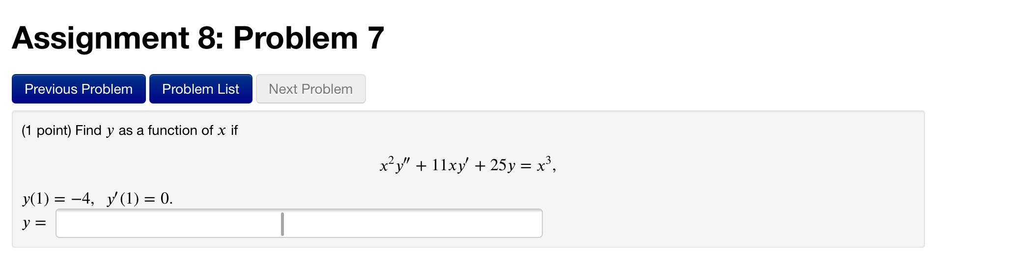 Solved Assignment 8: Problem 7 Previous Problem Problem List | Chegg.com Solved Assignment 8: Problem 7 Previous Problem Problem List | Chegg.com