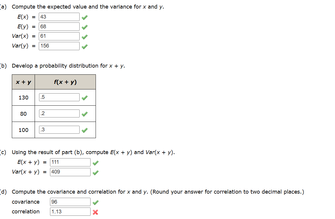 Solved Compute The Expected Value And The Variance For X And