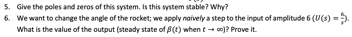 Exercise 10: Simplified thrust vector control of a | Chegg.com