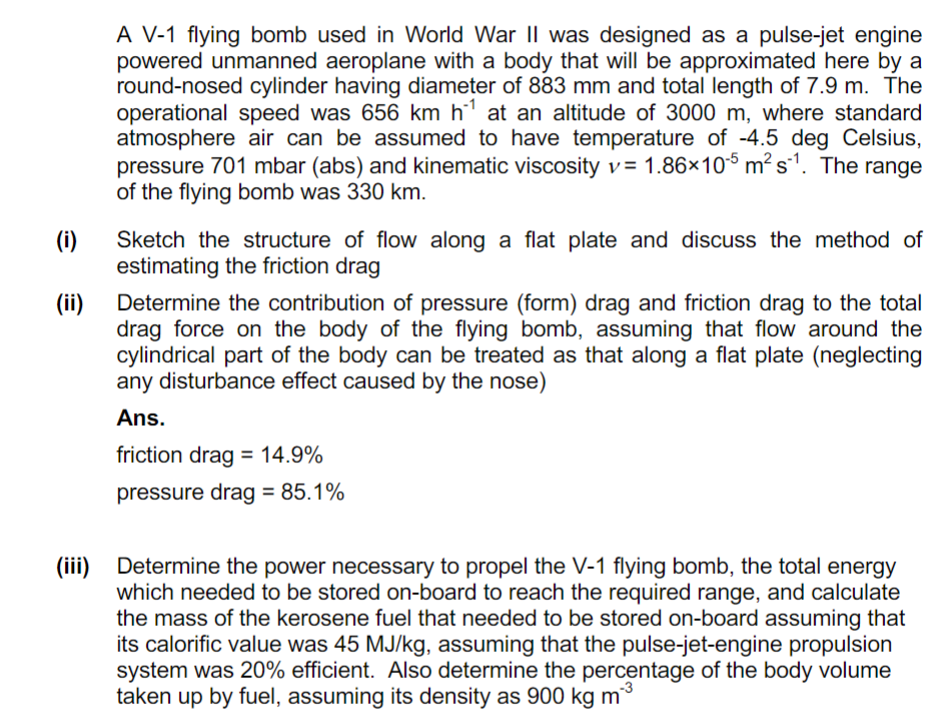 Solved A V-1 flying bomb used in World War II was designed | Chegg.com
