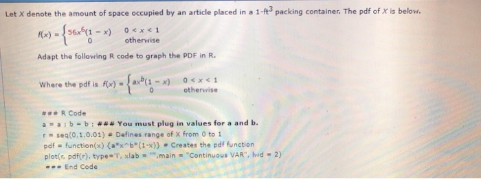 Solved Let X denote the amount of space occupied by an | Chegg.com
