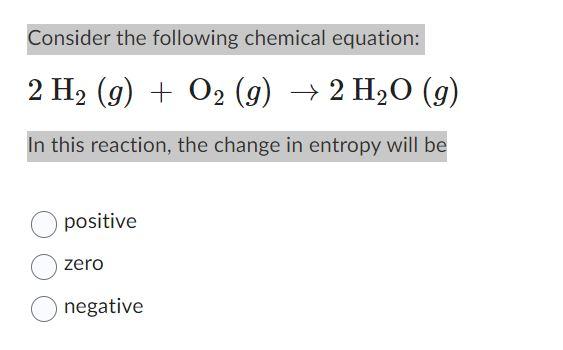 Solved Consider the following chemical equation: | Chegg.com