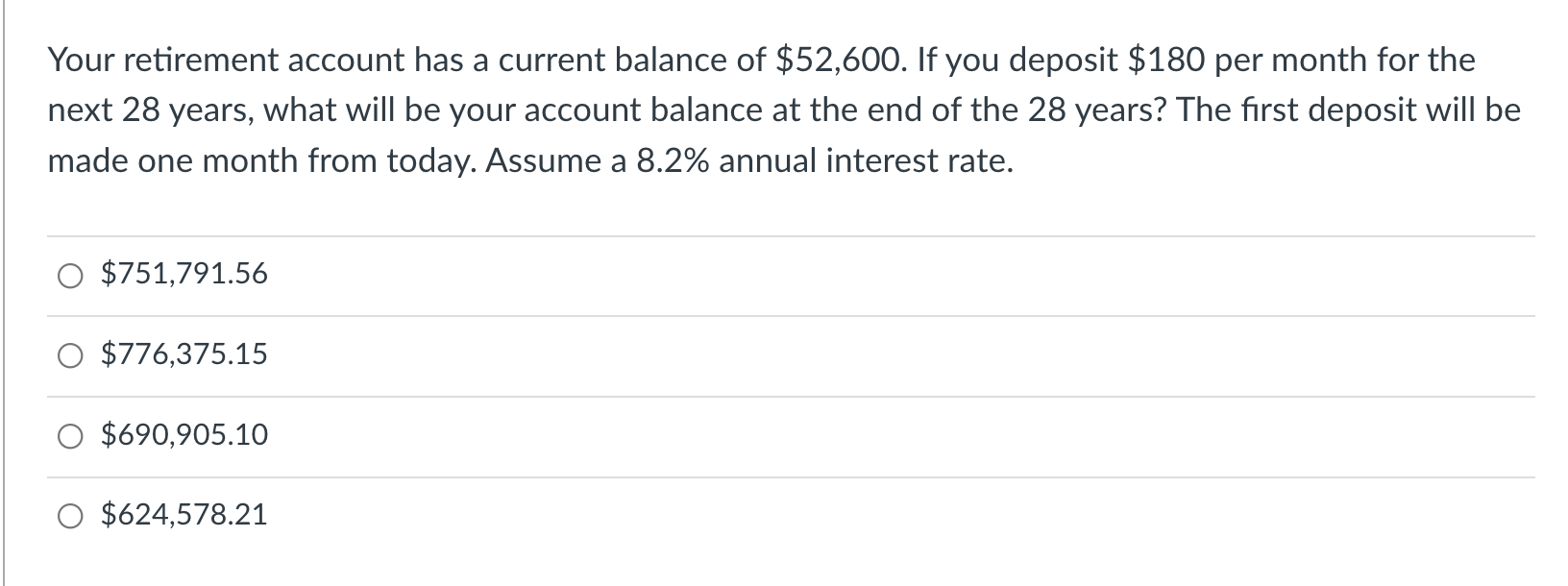 Solved a Your retirement account has a current balance of | Chegg.com