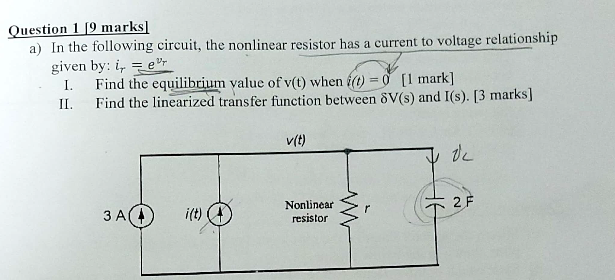 Solved Question 1 [9 marks] a) In the following circuit, the | Chegg.com