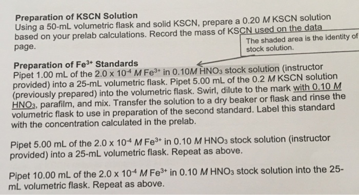Solved Preparation of KSCN Solution Using a 50-mL volumetric | Chegg.com