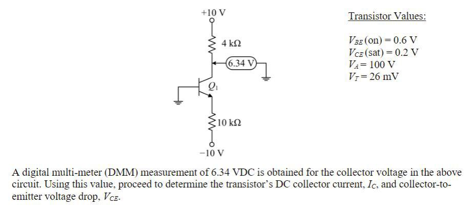 Solved Determine the transistor’s DC collector current, | Chegg.com