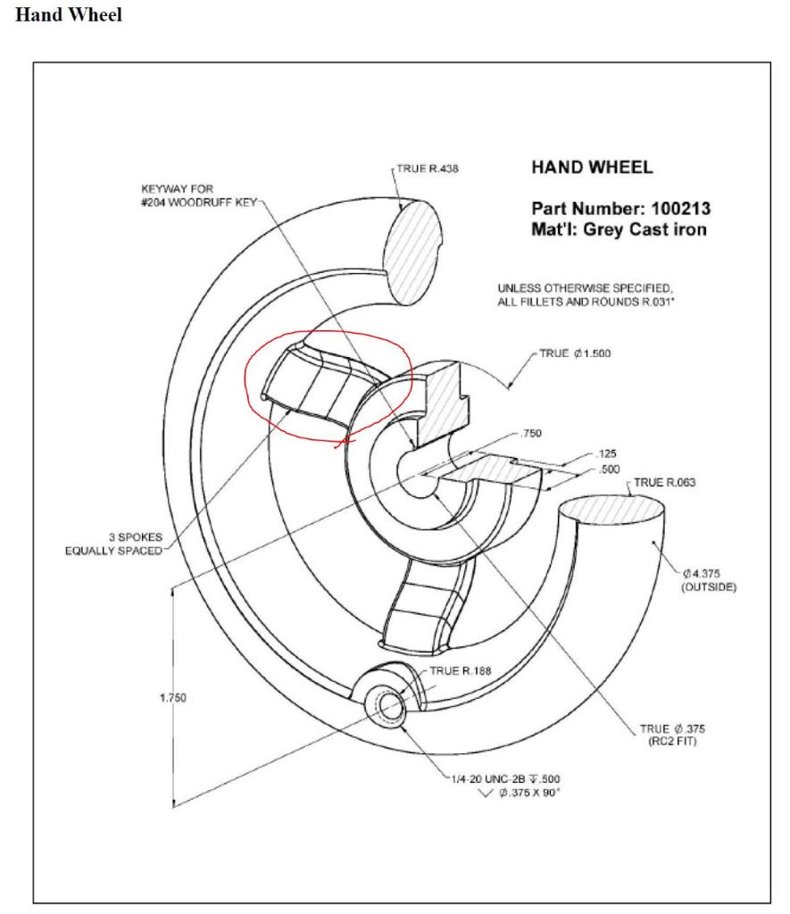 Solved Hand Wheel TRUE R.438 HAND WHEEL KEYWAY FOR #204 | Chegg.com