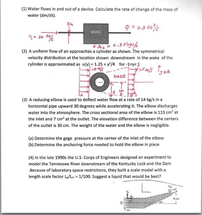Solved Water flows in and out of a device. Calculate the | Chegg.com