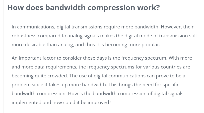 Solved How does bandwidth compression work? In | Chegg.com