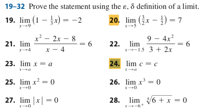 Solved 19-32 Prove the statement using the ε, 8 definition | Chegg.com