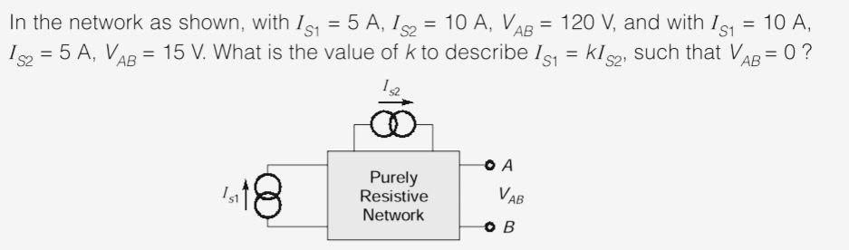 Solved = = S1 In the network as shown, with 1s1 = 5 A, 1s2 = | Chegg.com