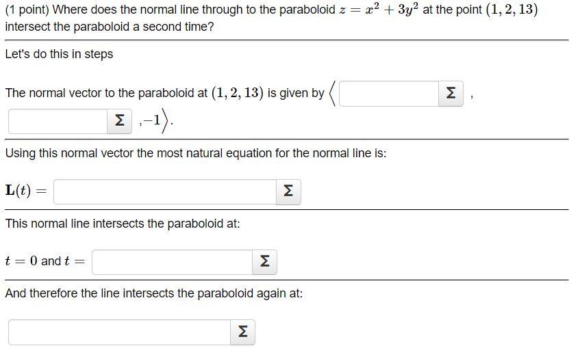 Solved (1 point) Where does the normal line through to the | Chegg.com