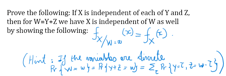 Solved Prove the following: If X is independent of each of Y | Chegg.com
