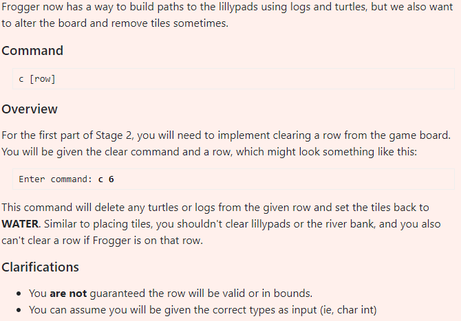 Solved I've written a function for clearing a row how do I | Chegg.com