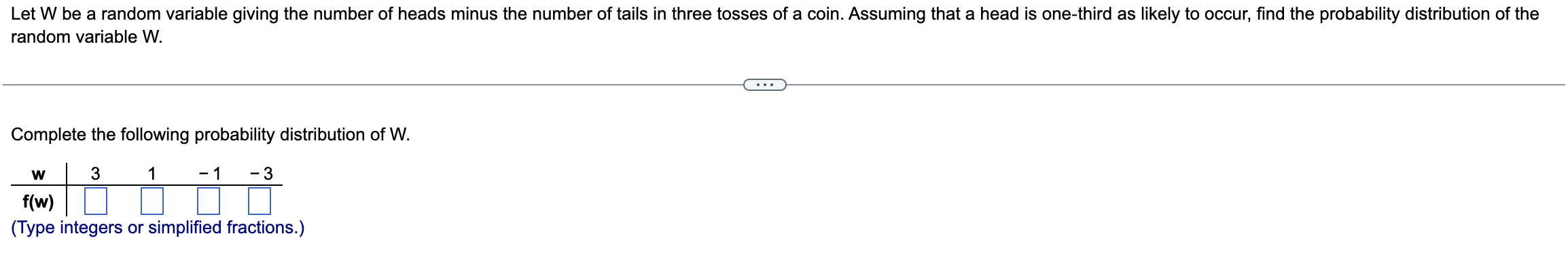 Solved random variable W. Complete the following probability | Chegg.com