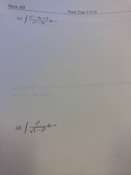 Solved Math 232 Final,Page 2 of 10 r2-3a a:2 1-2 | Chegg.com