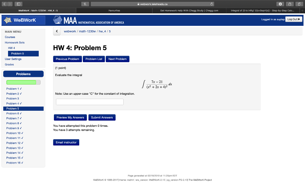 Solved a webwork.lakeheadu.ca WaB'WarK: Math-1230w:HW 4:5 | Chegg.com