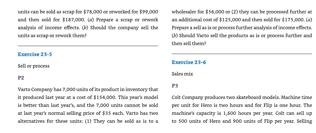 Solved units can be sold as scrap for $78,000 or reworked | Chegg.com