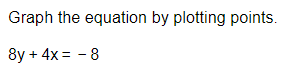 Solved Graph the equation by plotting points. 8y + 4x = -8 | Chegg.com