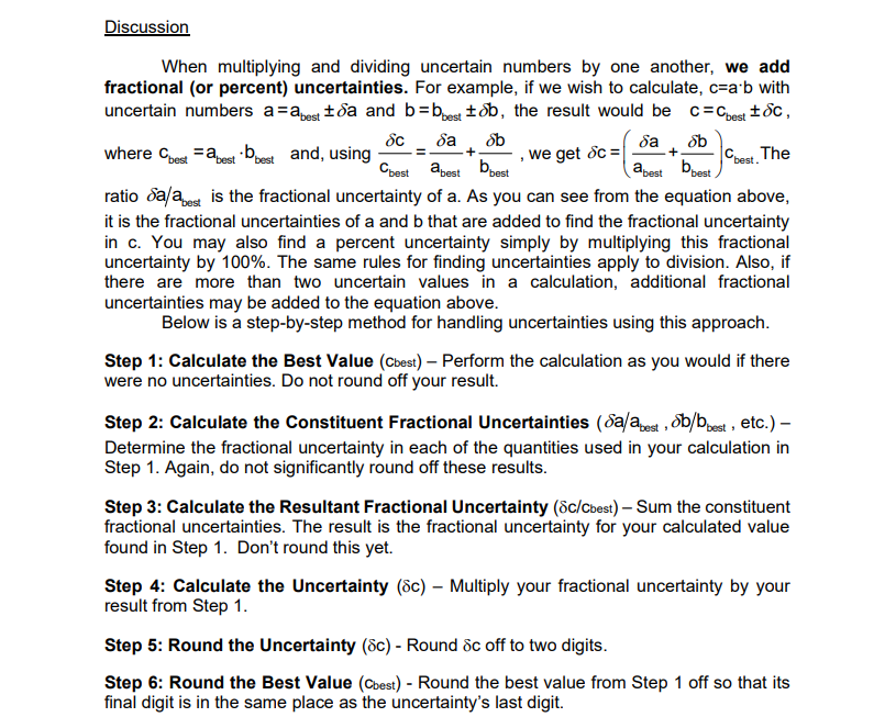 Solved Part H: Multiplying and Dividing Uncertain Numbers | Chegg.com