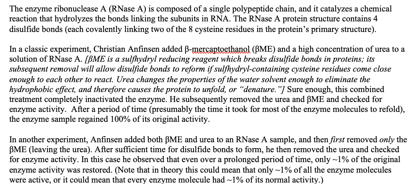 1. 1. Anfinsen concluded that the active conformation | Chegg.com