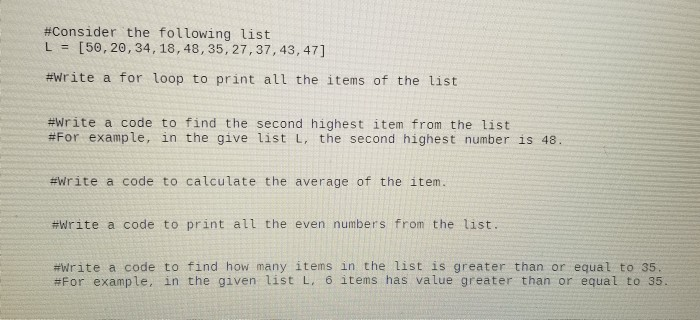 Solved #Consider the following list L = [50, 20, 34, 18, 48, | Chegg.com