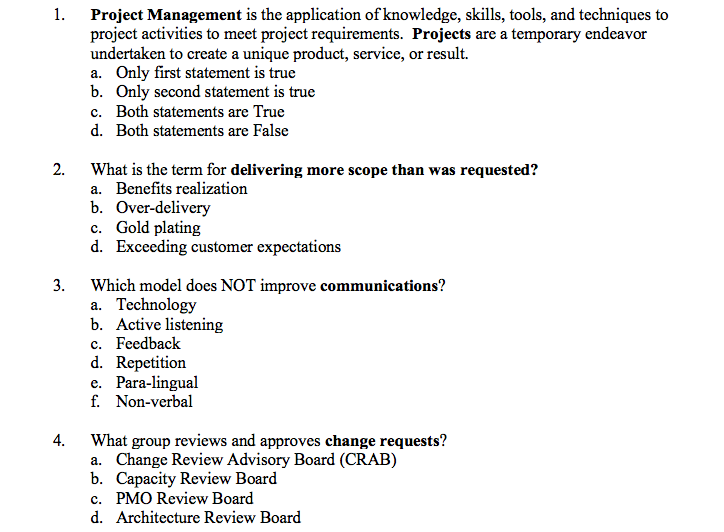 Solved 1. Project Management is the application of | Chegg.com