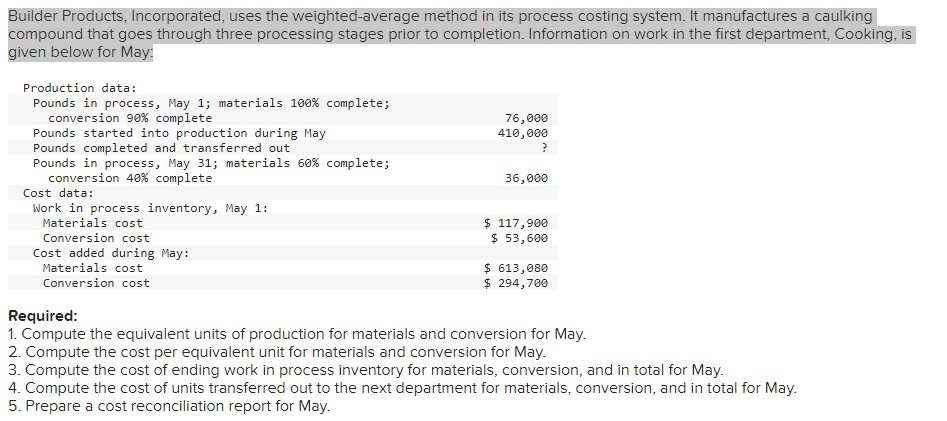 Solved Compute the cost of ending work in process | Chegg.com