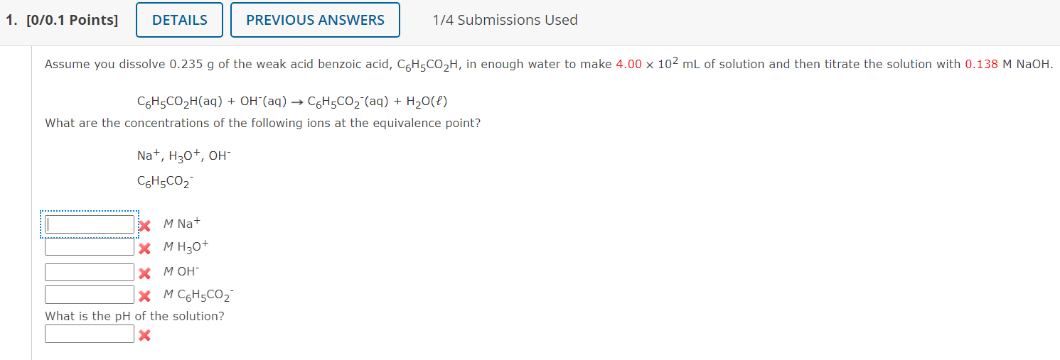 Solved C6H5CO2H(aq)+OH−(aq)→C6H5CO2−(aq)+H2O(ℓ) What are the | Chegg.com