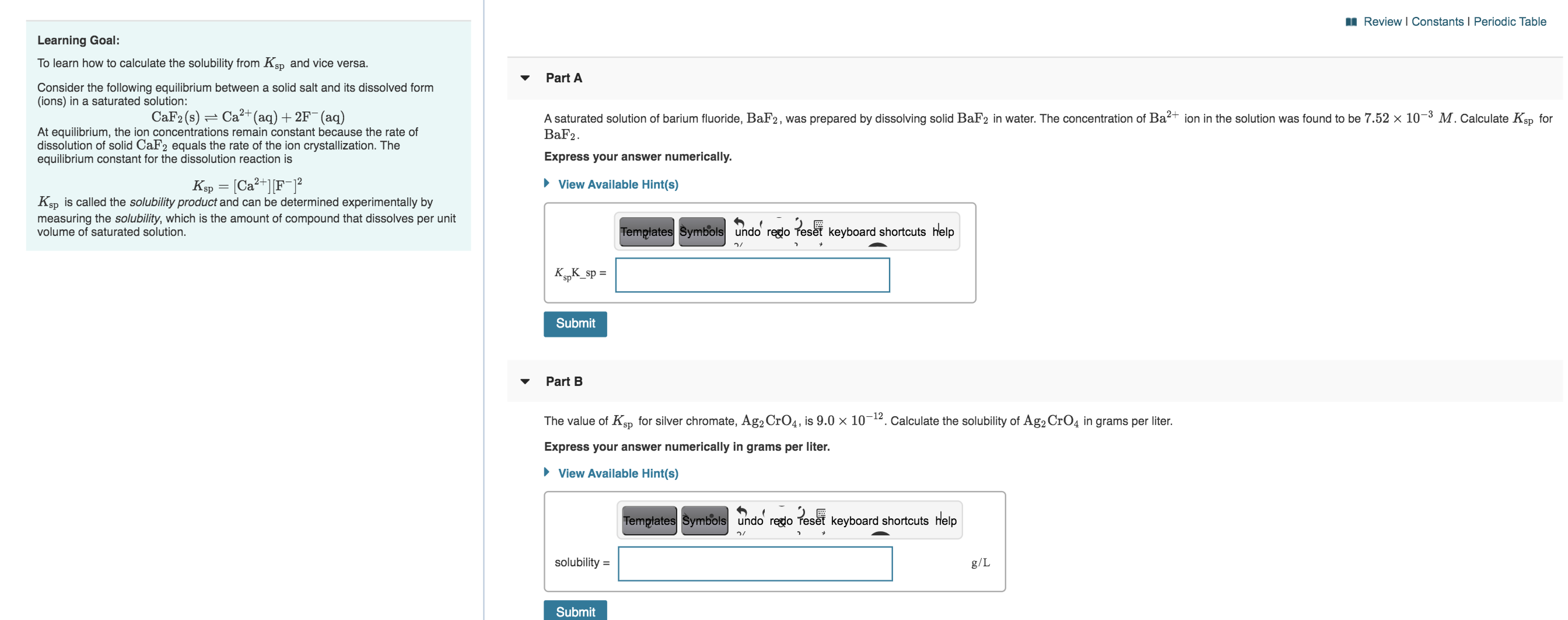 Solved n Review | Constants Periodic Table Part A A | Chegg.com