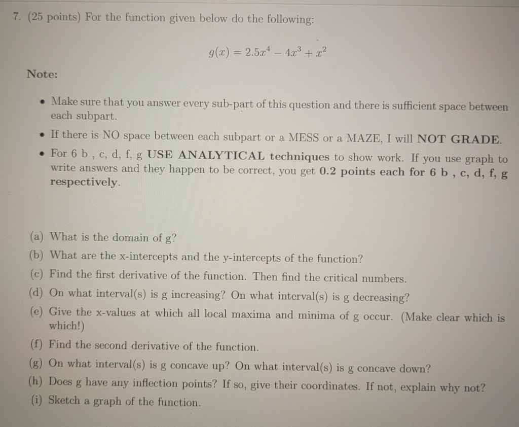 7. (25 points) For the function given below do the | Chegg.com