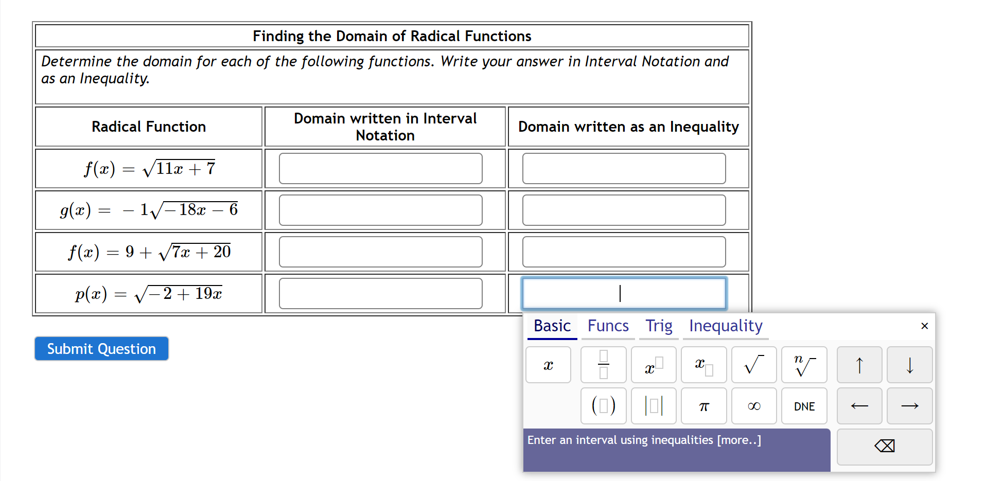 Solved Finding the Domain of Radical Functions Determine the | Chegg.com