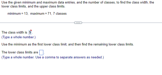 Solved Use the given minimum and maximum data entries, and | Chegg.com