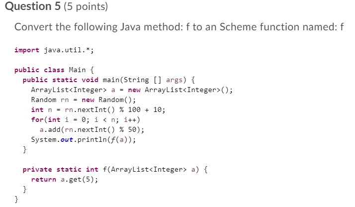 Solved Question 5 (5 points) Convert the following Java | Chegg.com