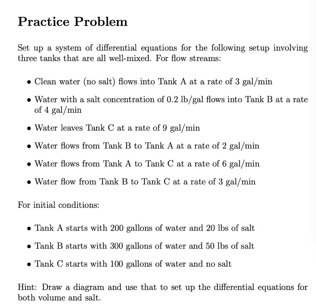 Solved Practice Problem Set up a system of differential | Chegg.com
