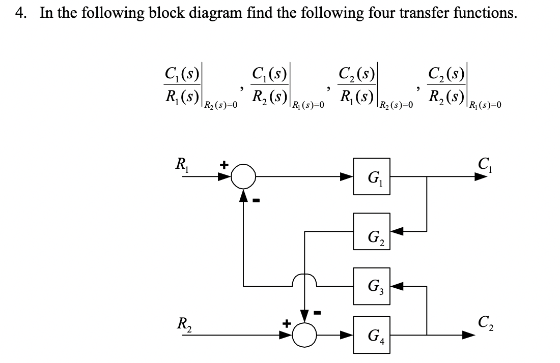 Solved 4. In the following block diagram find the following | Chegg.com