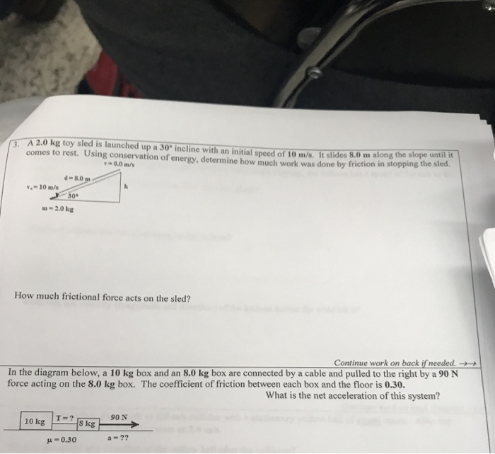 Solved . A 2.0 kg toy sled is launched up a 30 incline with | Chegg.com