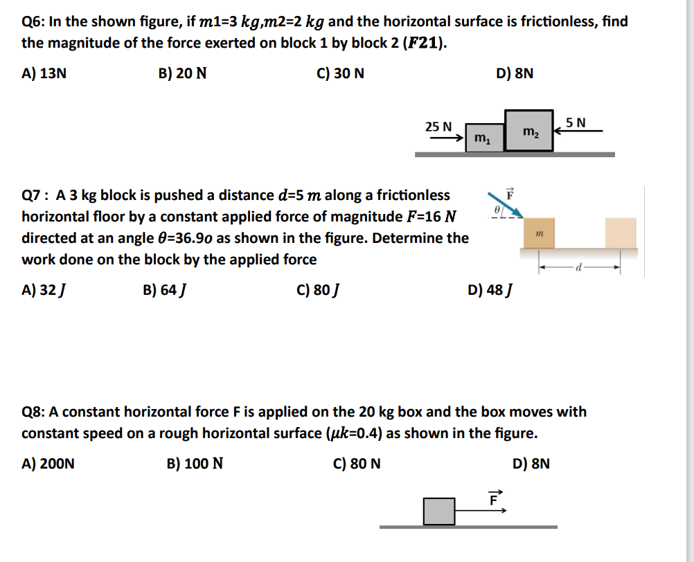 Solved Q6: In the shown figure, if \\( m 1=3 \\mathrm{~kg}, | Chegg.com