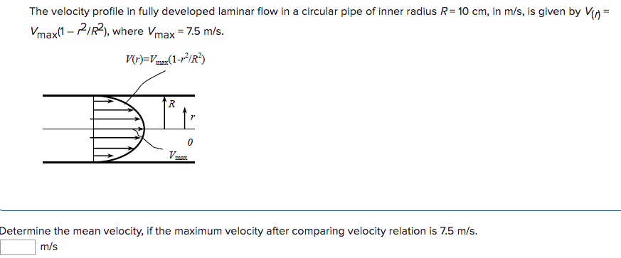 Solved The velocity profile in fully developed laminar flow | Chegg.com