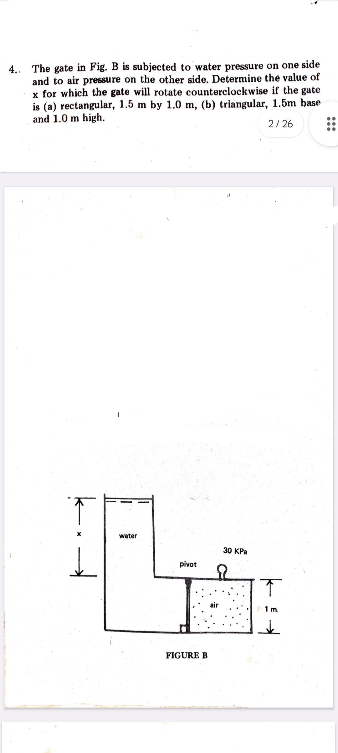 Solved 4.. ﻿The gate in Fig. B is subjected to water | Chegg.com