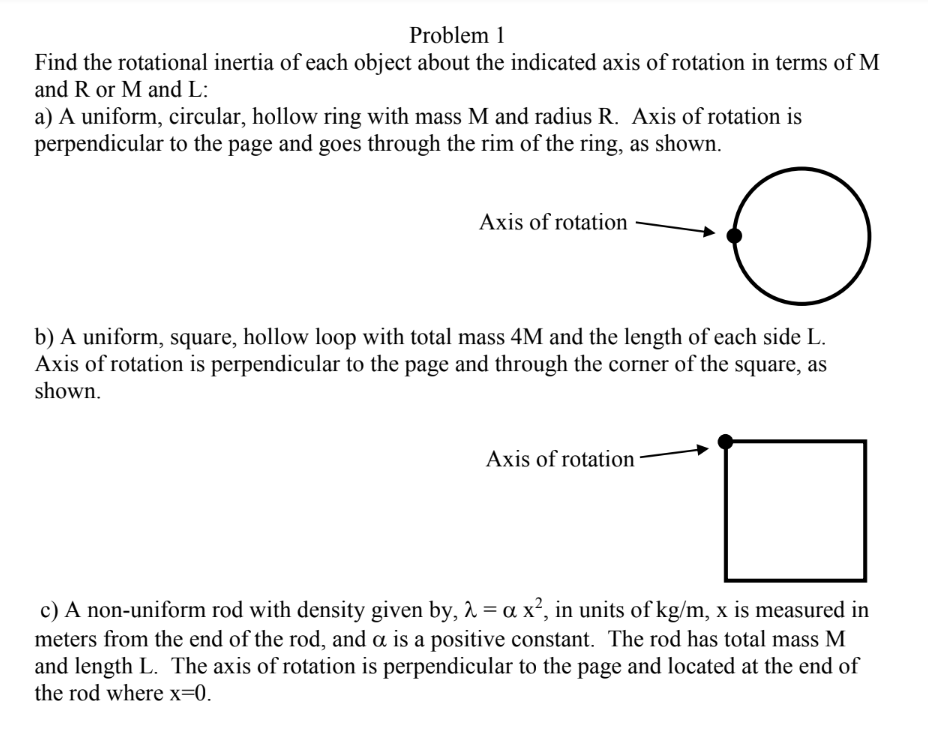 Solved Problem 1 Find the rotational inertia of each object | Chegg.com