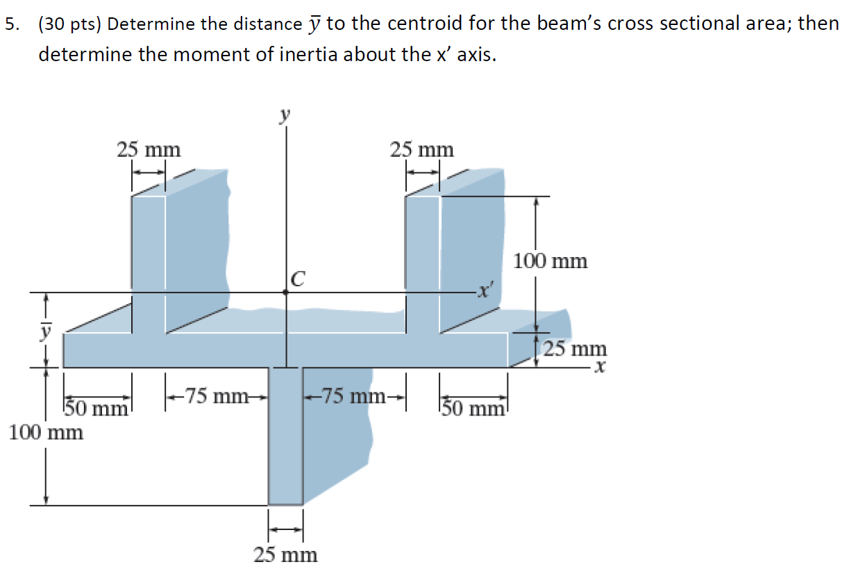 Solved 5. (30 pts) Determine the distance ū to the centroid | Chegg.com