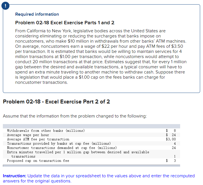 Solved Required information Problem 02-18 Excel Exercise | Chegg.com Solved Required information Problem 02-18 Excel Exercise | Chegg.com