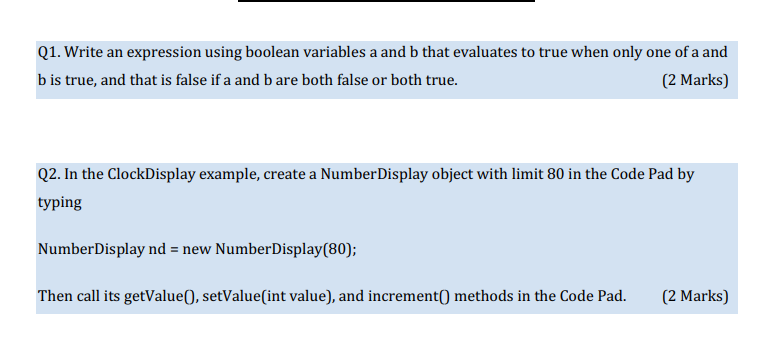 Solved Q1. Write an expression using boolean variables a and | Chegg.com