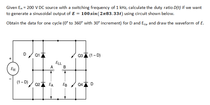 Solved Given EH=200 VDC source with a switching frequency of | Chegg.com